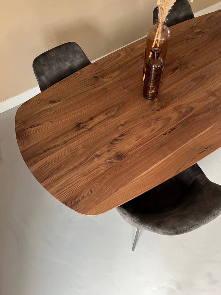 Notenhouten Eettafel Deens Ovaal + Matrix Poot - Lok Living