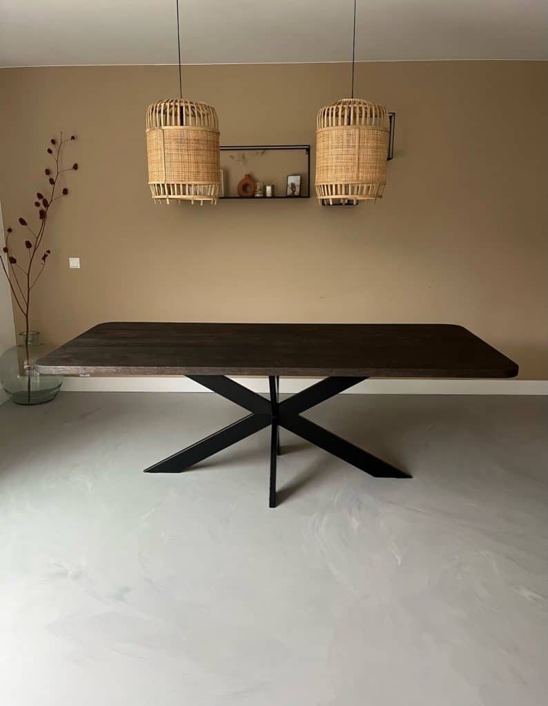 Eiken Eettafel met Ronde Hoeken + Matrix Poot - Lok Living