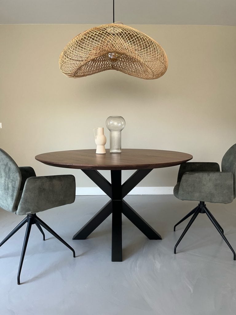 Notenhouten Eettafel Rond + Matrix Poot - Lok Living