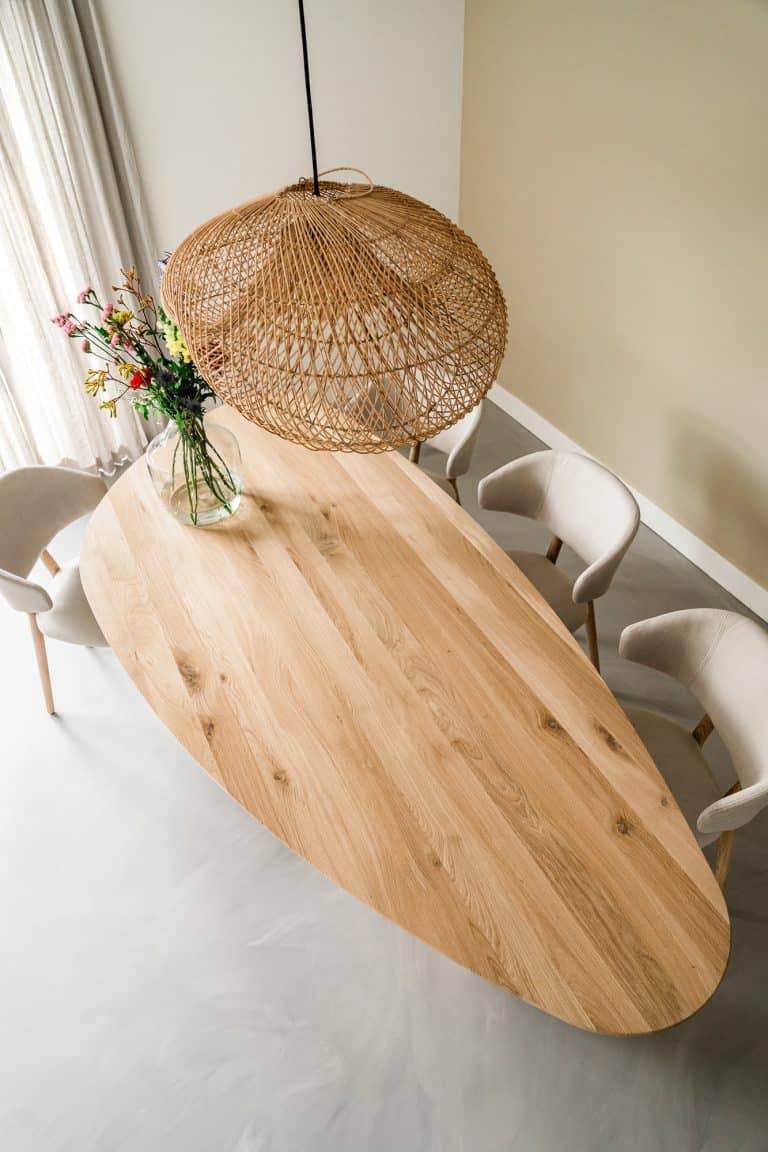 Eiken Eettafel Kiezelvorm + 3 Eiken Poten - Lok Living